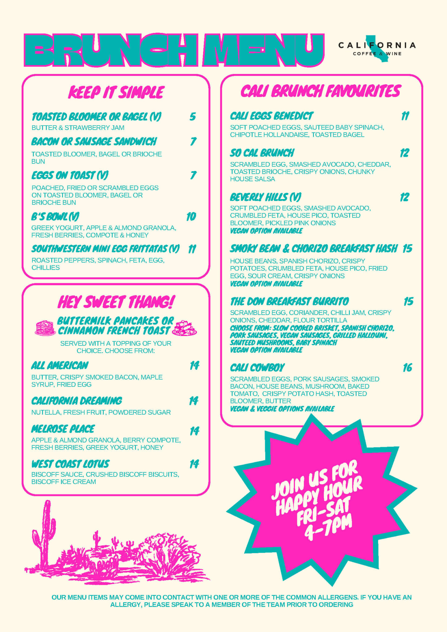 Menu - California Coffee & Wine